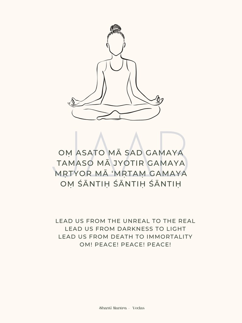 Set of 4 Shanthi Mantras From Vedas and Upanishads for Printable Art ...