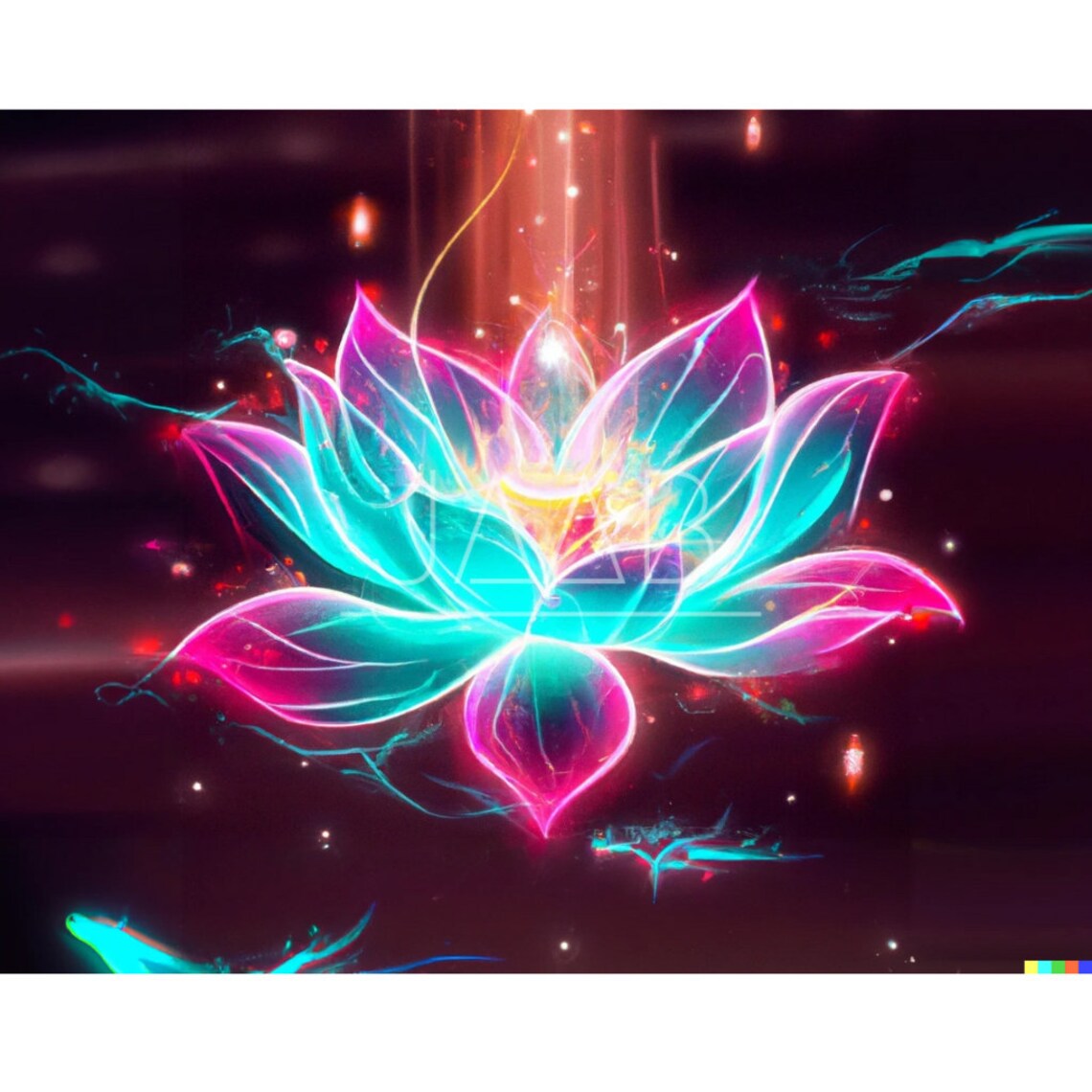 Digital Art of Lotus Neon Lit Synthwave Printable Art Work Wall Art T ...