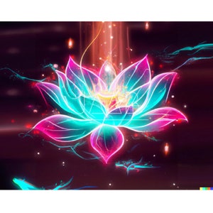 Digital Art of Lotus | Neon Lit | Synthwave | Printable Art Work | Wall ...