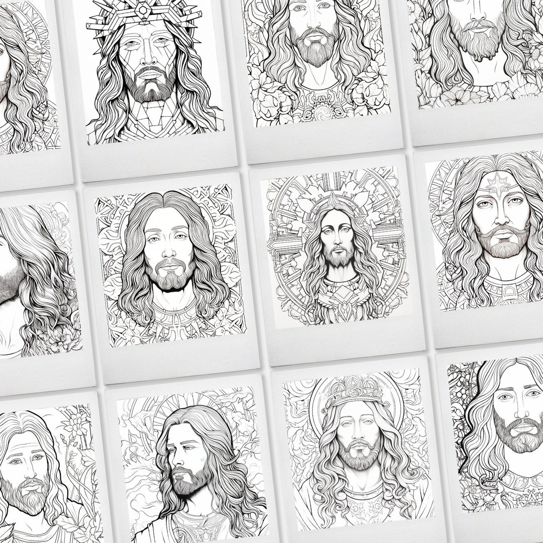 Jesus Christ, Colouring Page , White Backround (set of 10) - for ...