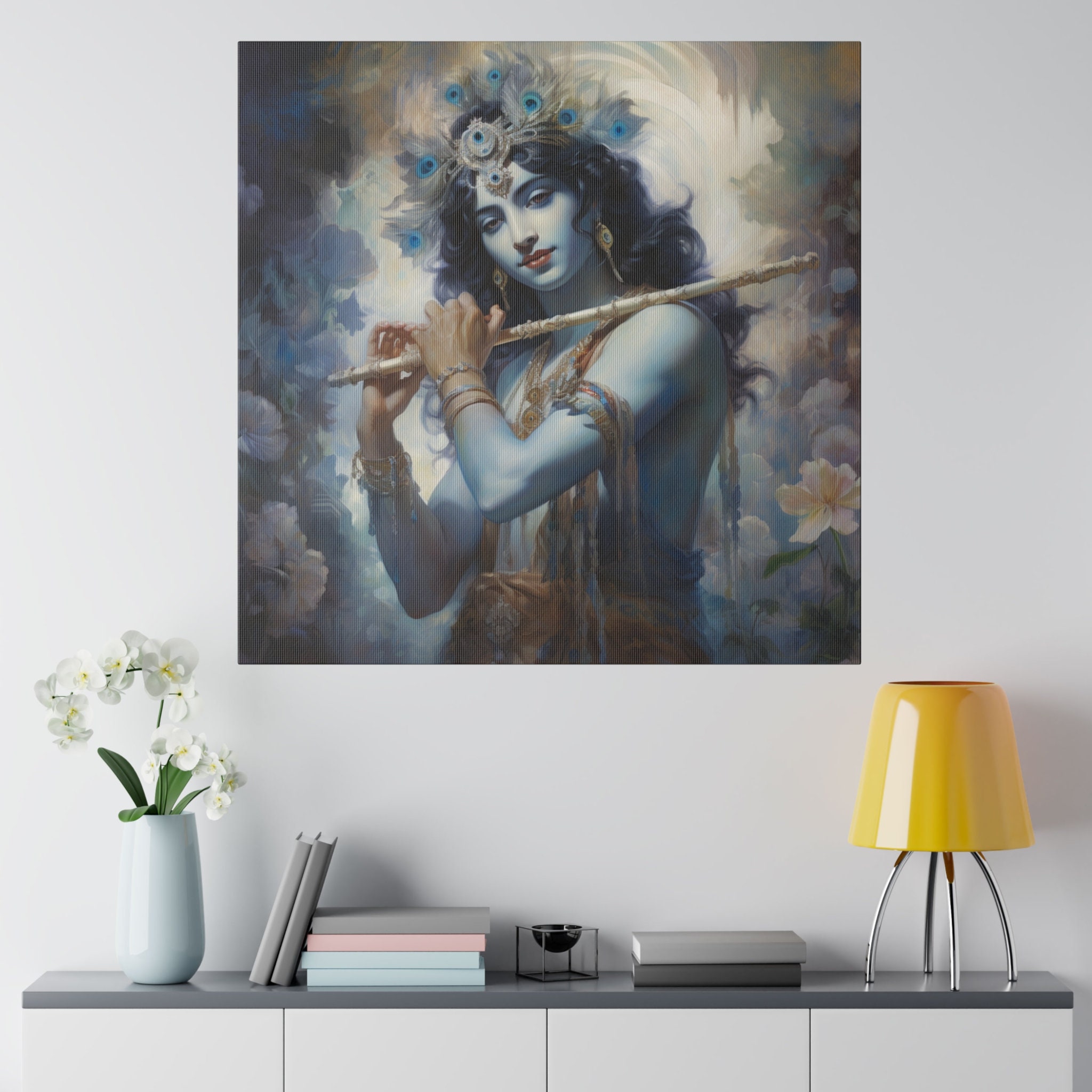Krishna, Hindu God, With Flute - Matte Canvas, 0.75" - Etsy