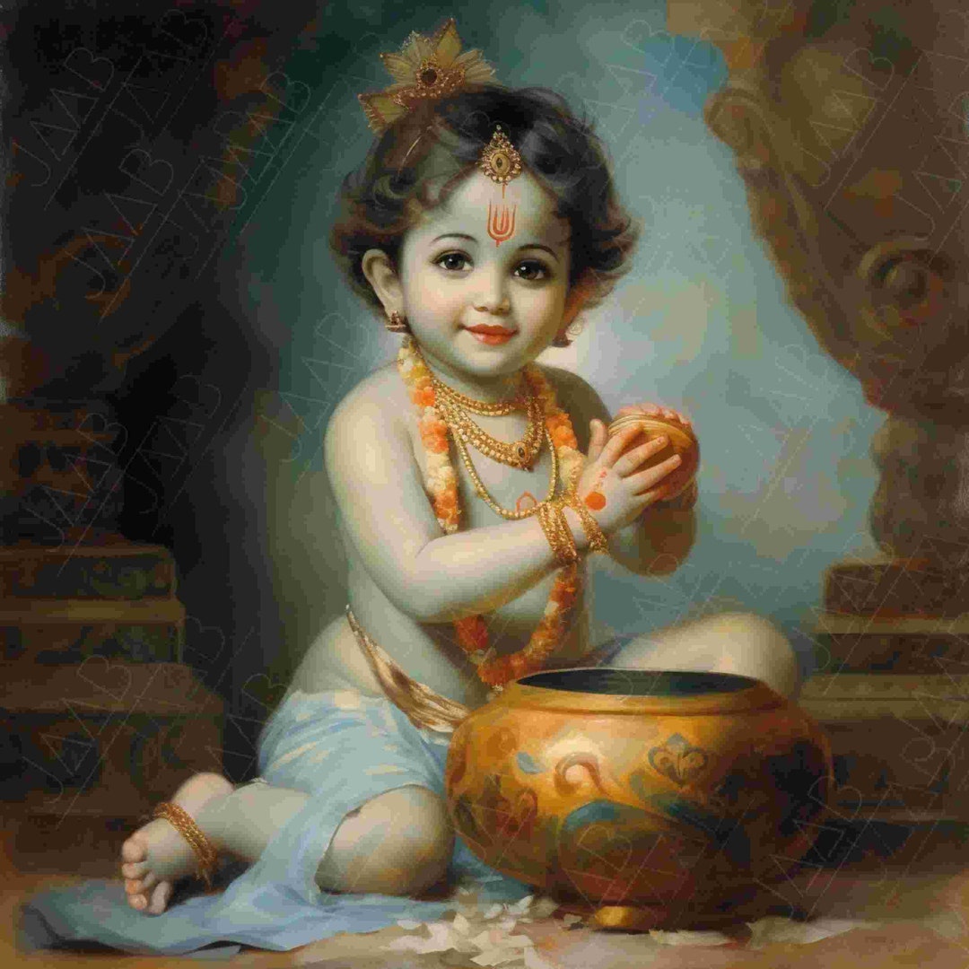 Krishna, Hindu God, as a Baby - for Printable Art Work - Digital ...