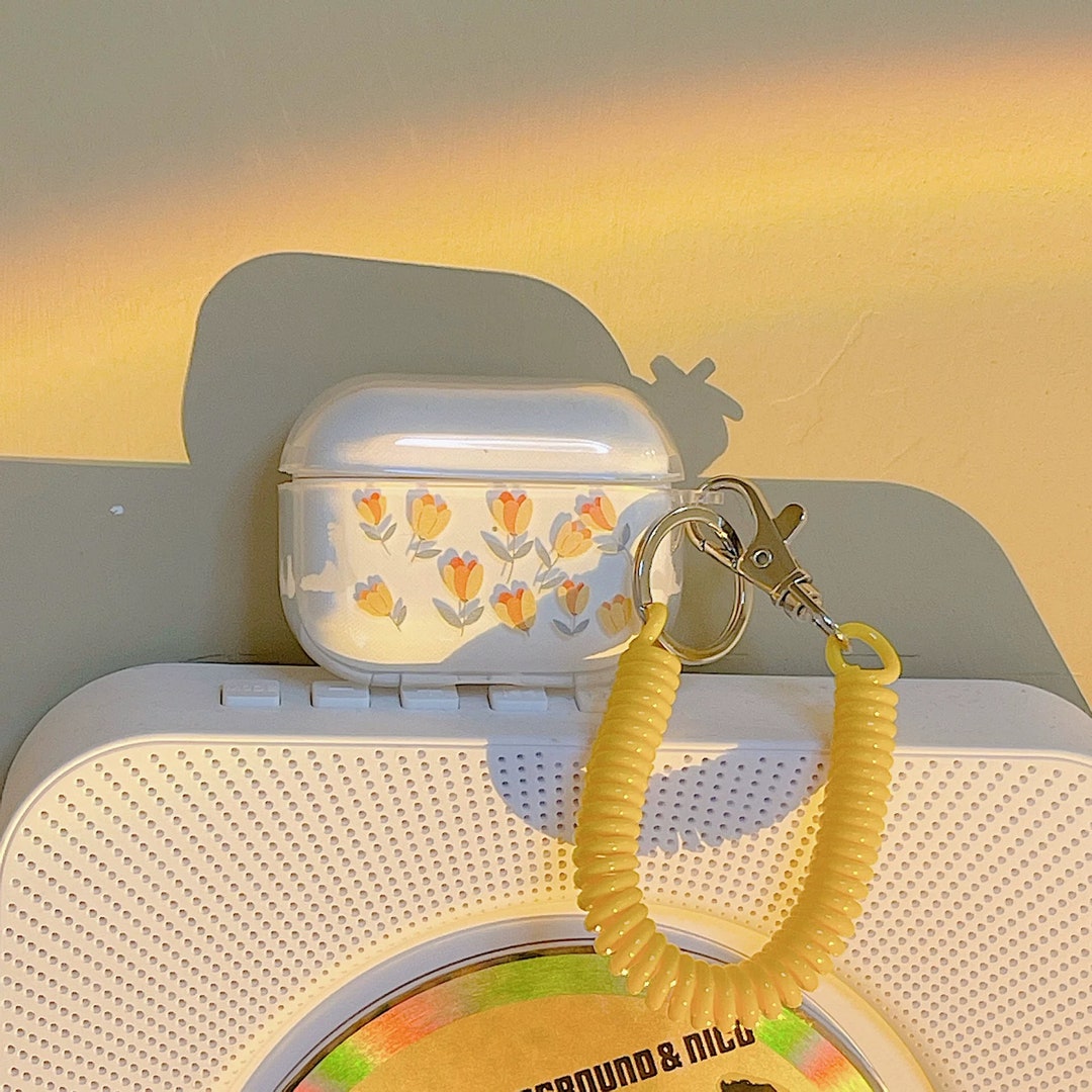 Cute Clear Tulip AirPod Case Flower Pattern AirPod Case Keychain for ...