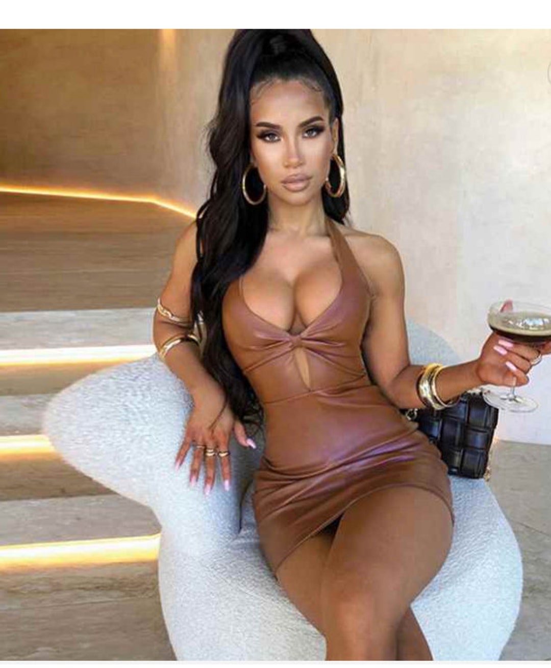 Ladies Faux Leather Dress Sexy Women Party Dress Etsy