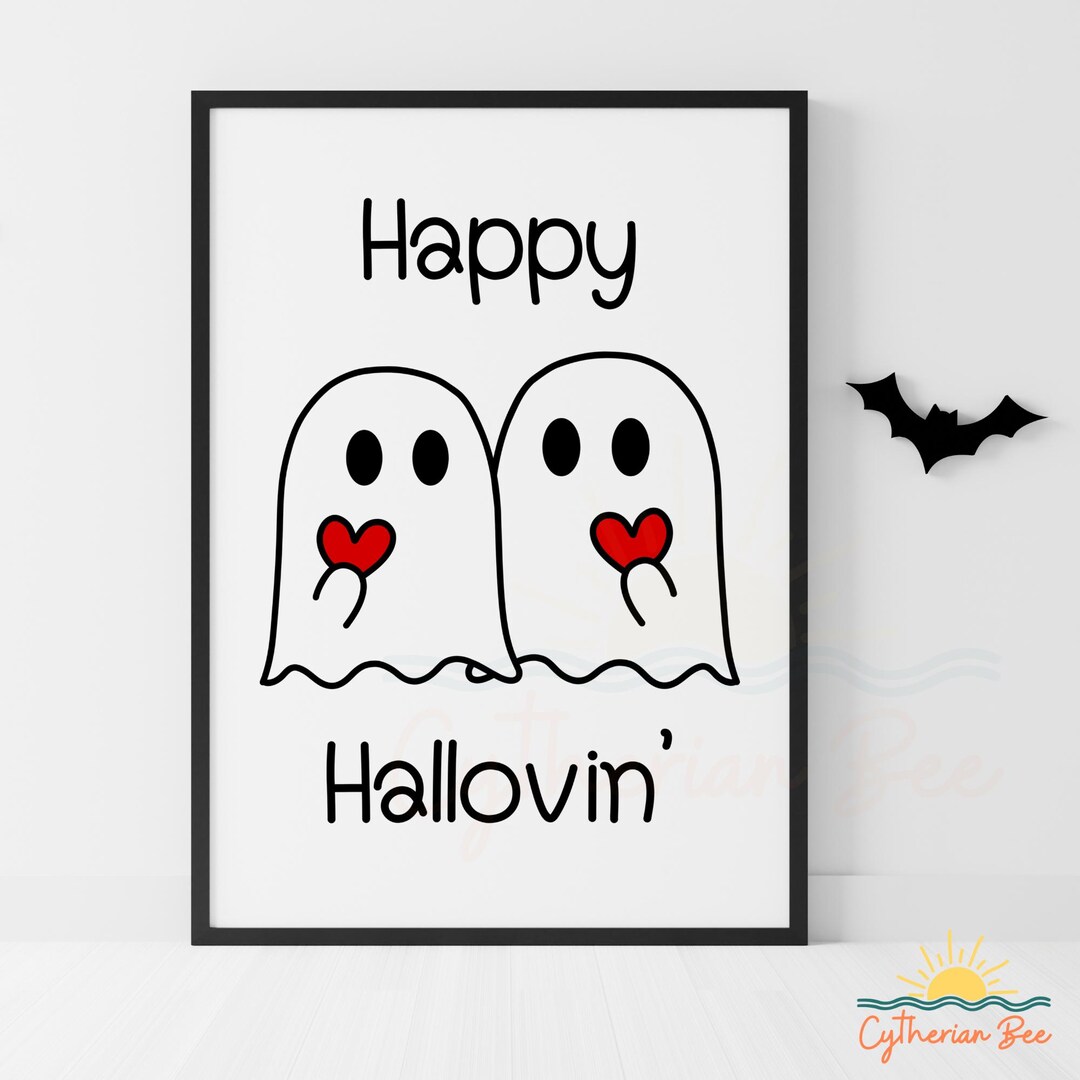 Romantic Ghost Couple Halloween Print: Spooky Love (digital Download ...