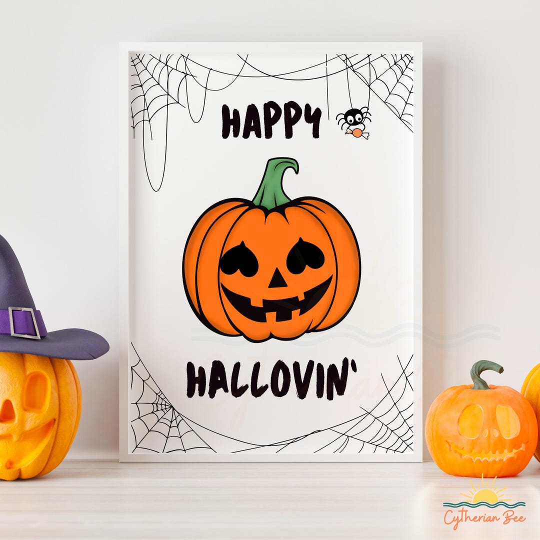 Romantic Halloween Wall Art, Happy Hallovin' Printable for Couples ...