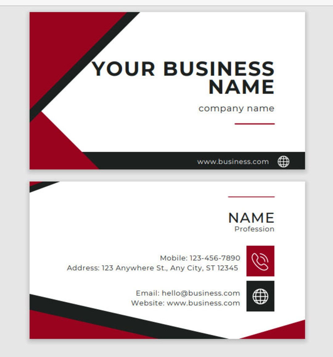 Business Card Template Pdf