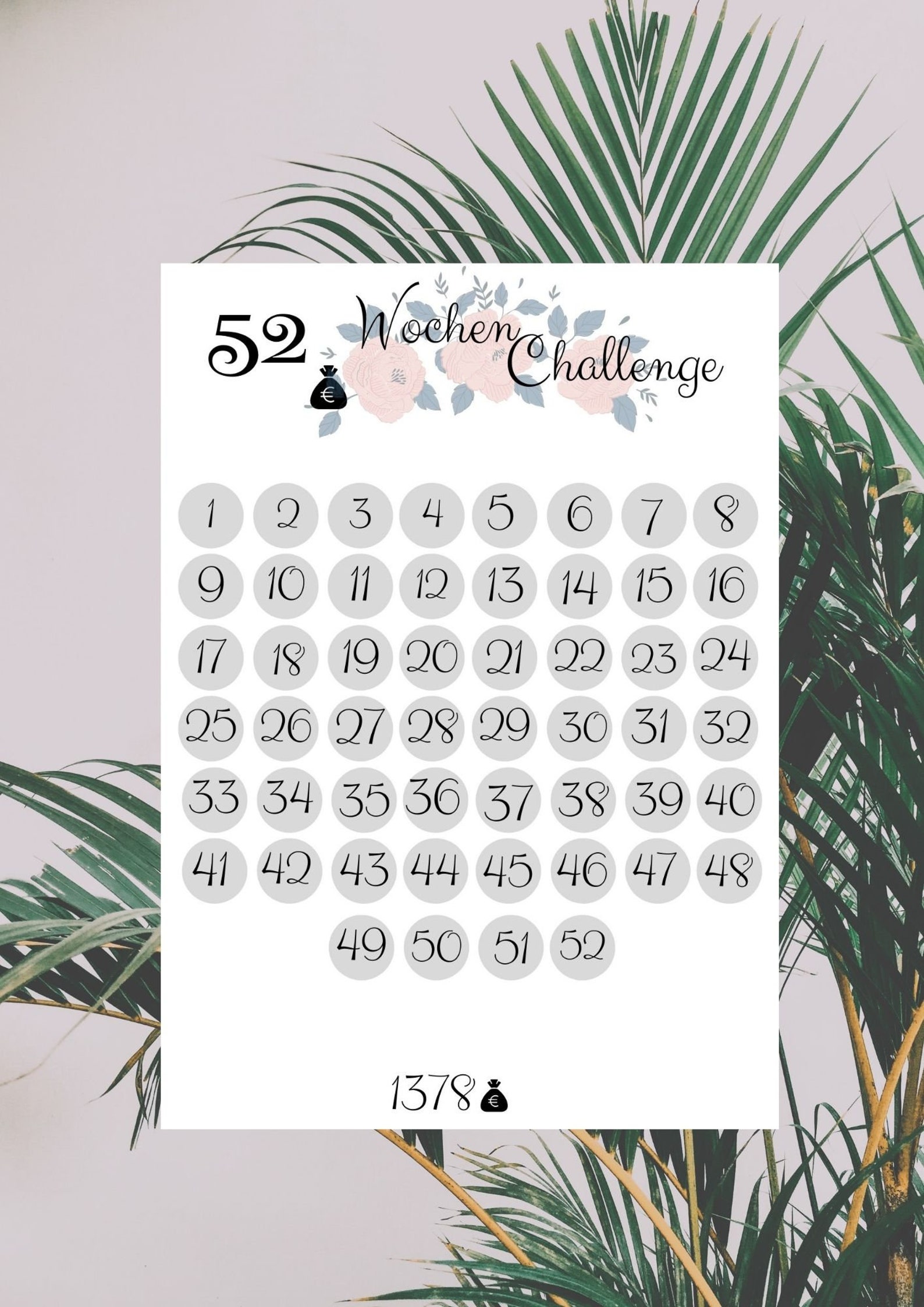 52 Wochen Challenge Sparen Finanzen Bugdet !Passend für den A6 Binder ...