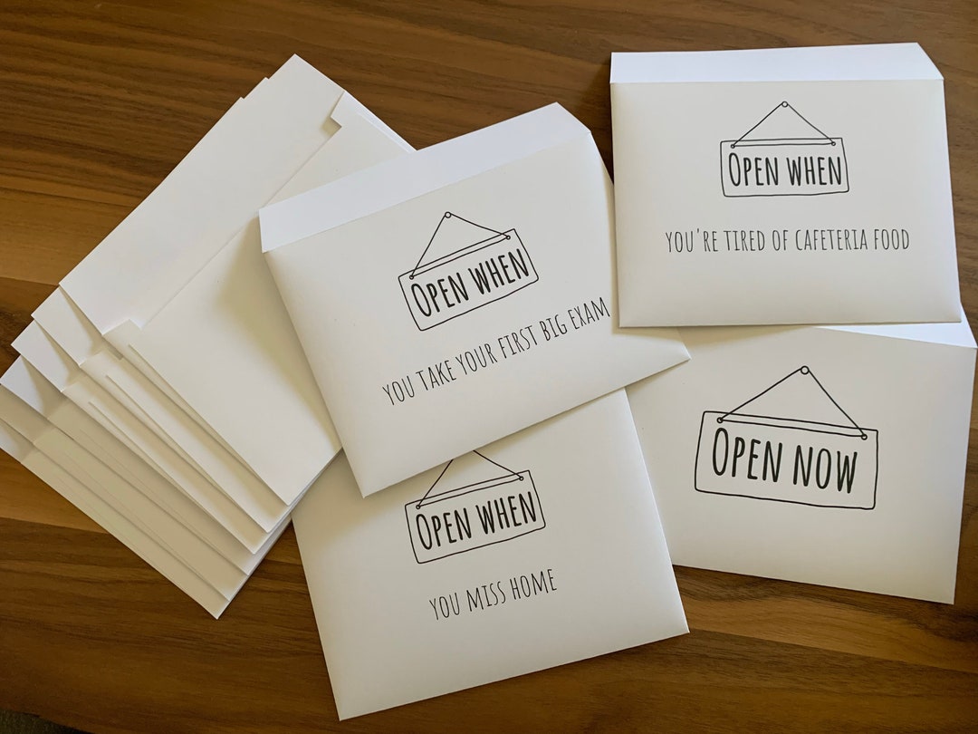 Open When Letters | 5x7 Envelope and Blank Cards | College Student Gift ...
