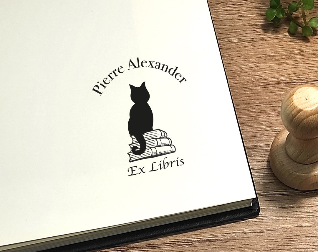 Personalized Cat Book Stamp: Custom Ex Libris Library Stamp - Etsy