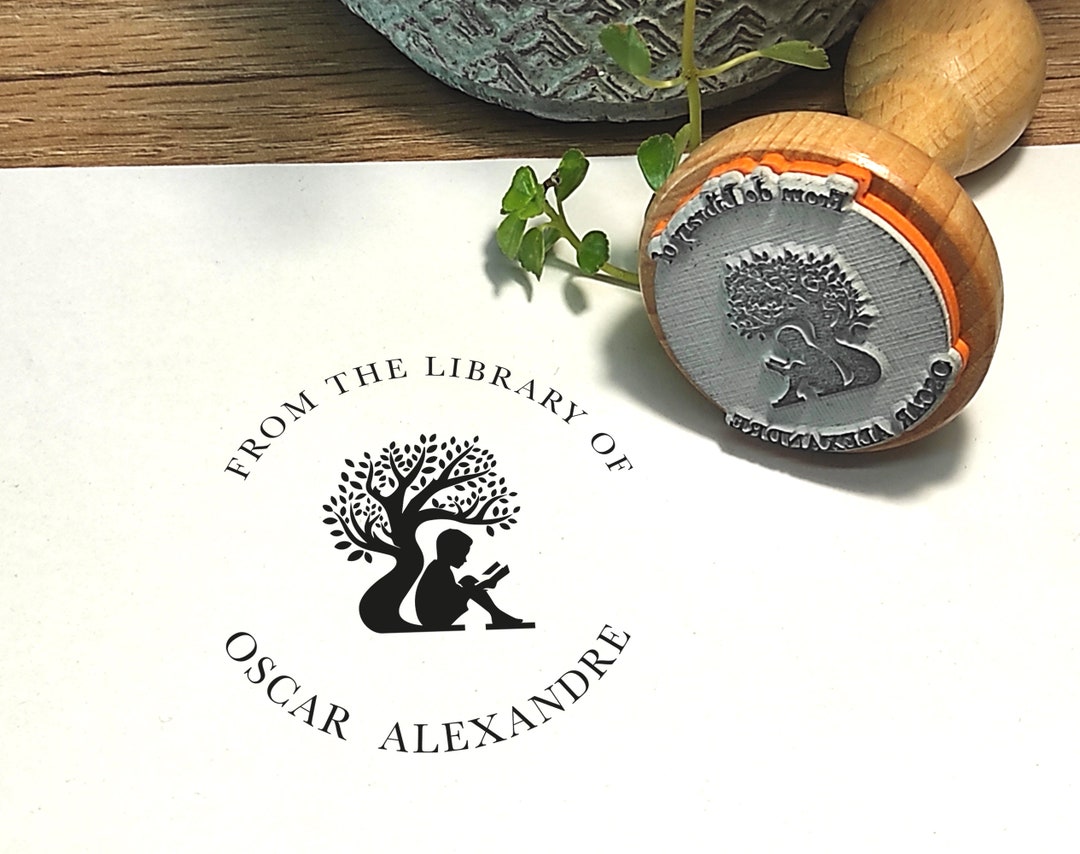 EX LIBRIS STAMP, Monogram Rubber Stamp, Library Stamp Personalized ...