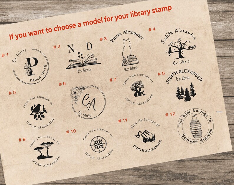 EX LIBRIS STAMP Monogram Rubber Stamp Library Stamp - Etsy