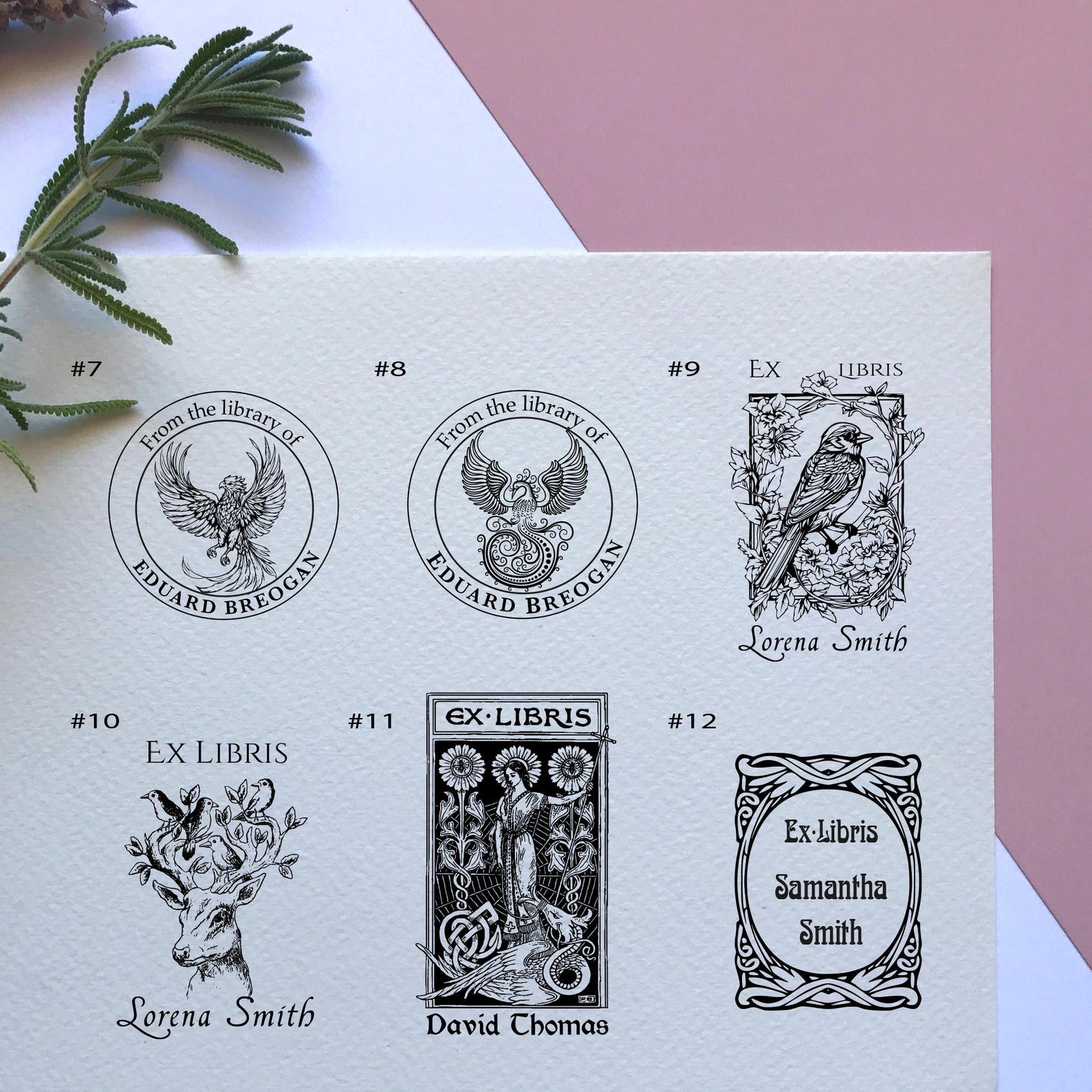 Personalized Ex Libris Stamp: Bird and Flowers Library Stamp - Etsy