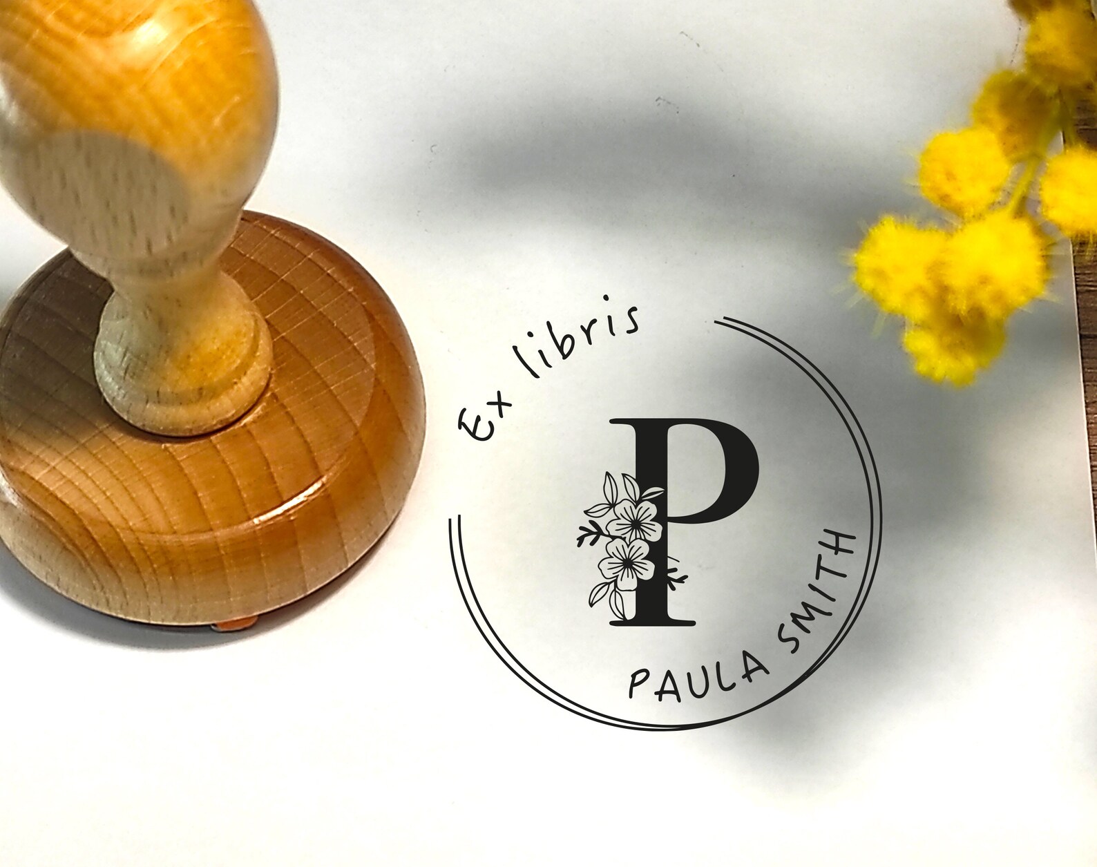 EX LIBRIS STAMP, Monogram Rubber Stamp, Library Stamp Personalized ...