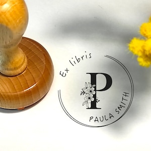 EX LIBRIS STAMP, Monogram Rubber Stamp, Library Stamp Personalized ...