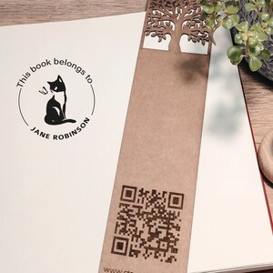 Library Stamp. Personalised Library Stamp. Cat Book Stamp. for Book ...