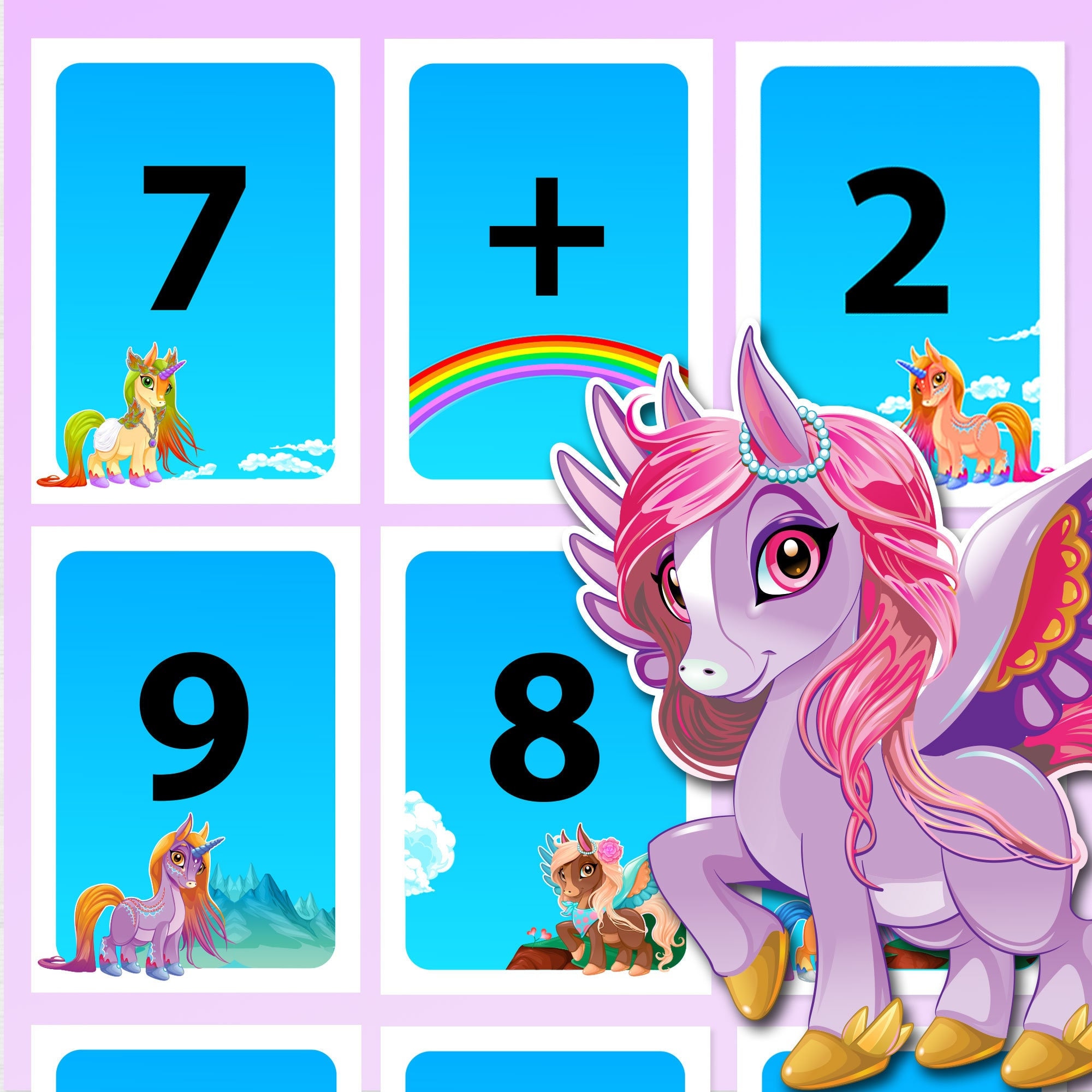 Unicorn Maths Cards - Etsy