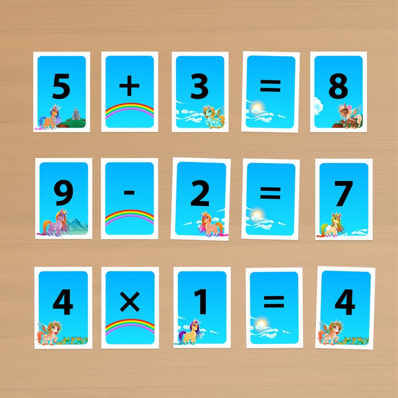 Unicorn Maths Cards - Etsy