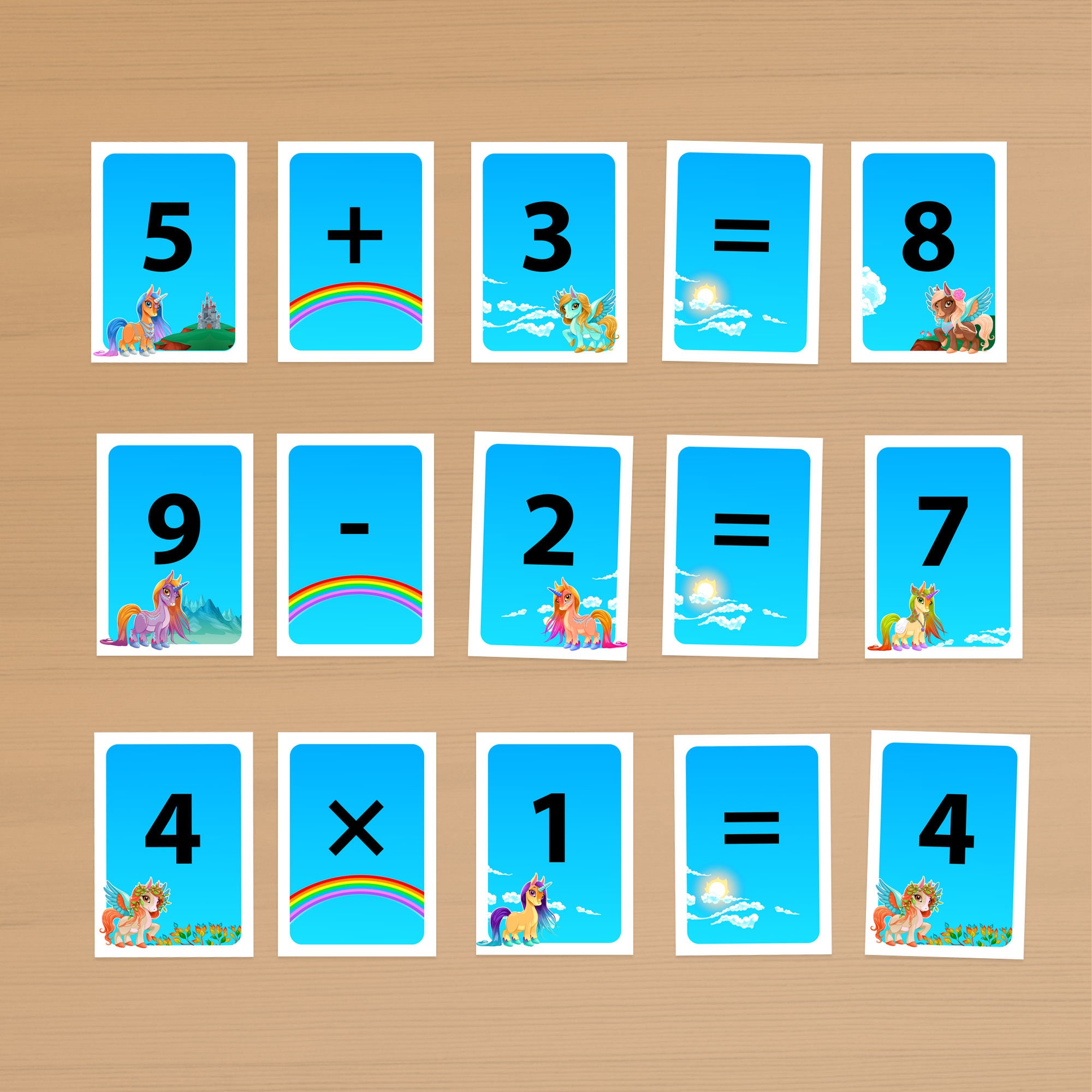 Unicorn Maths Cards - Etsy