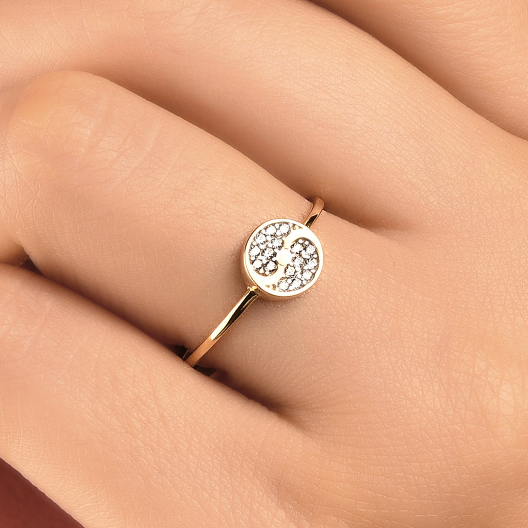 Yin Yang Ring • Spiritual Yin and Yang Jewelry • 14K Solid Gold Chinese ...