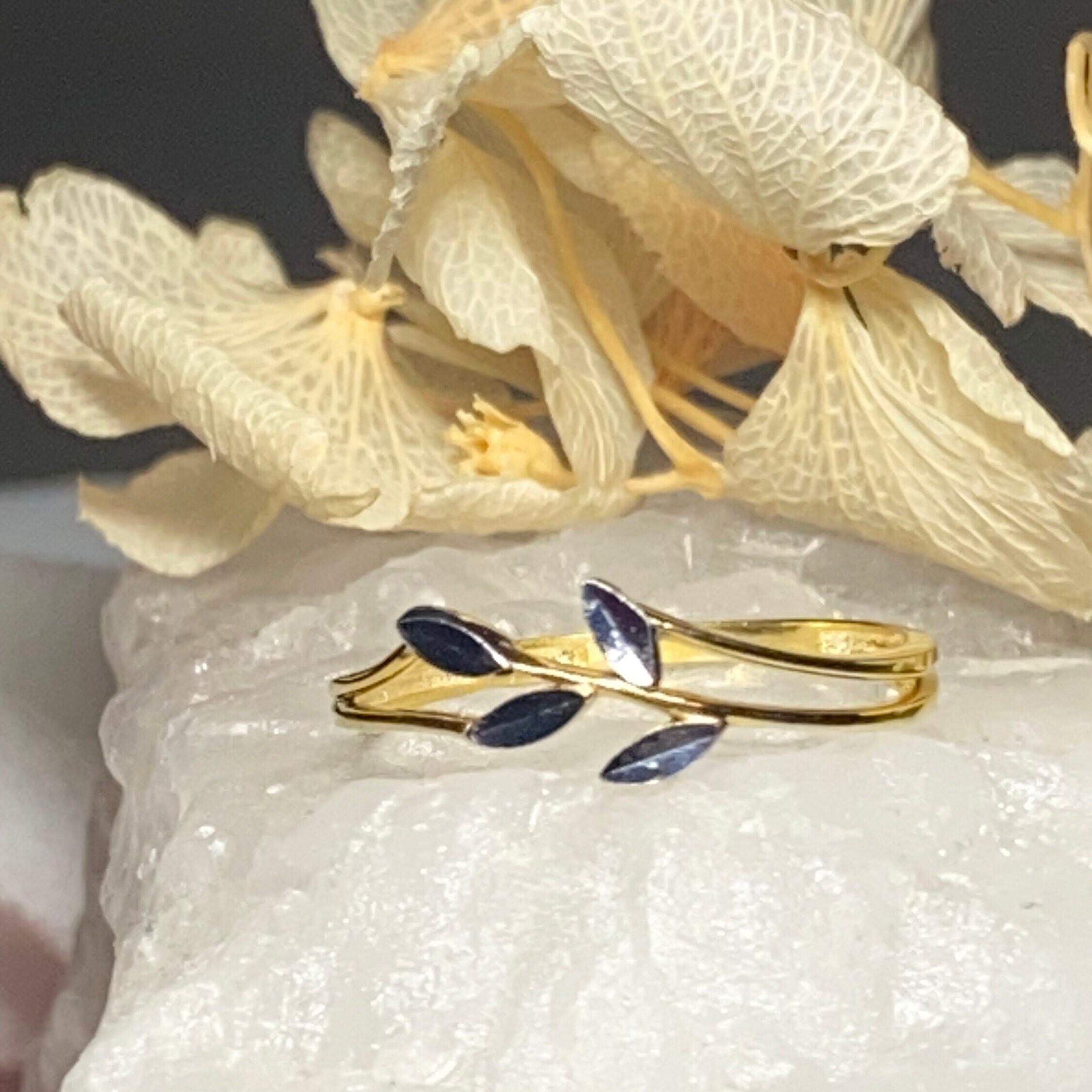 Olive Branch Ring in 10K, 14K, 18K Gold Solid Gold Twig and Leaf Ring ...