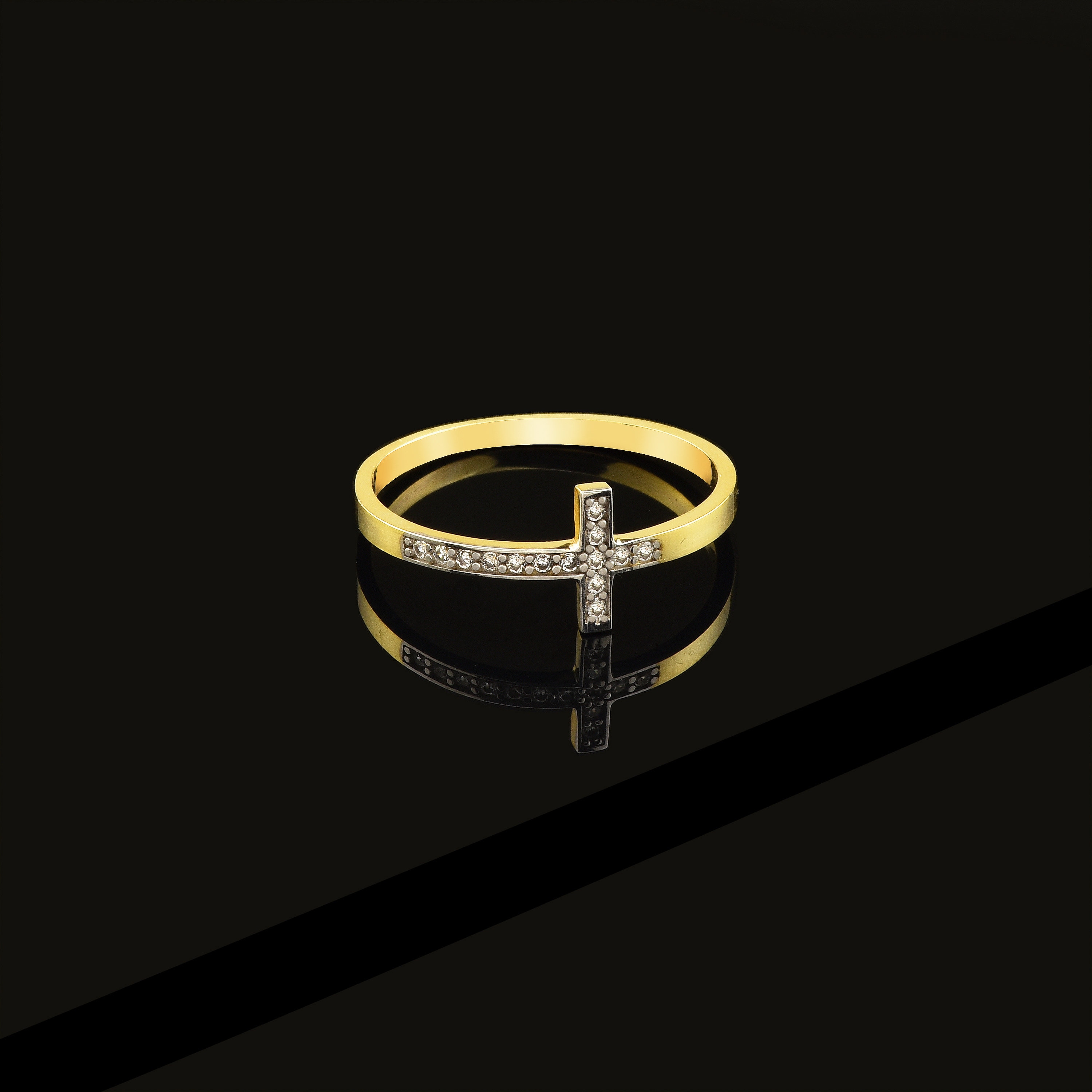 Pave Cross Ring in 14K Gold Solid Gold Cross Ring for Women Valentine's Gift for Wife Religious ...