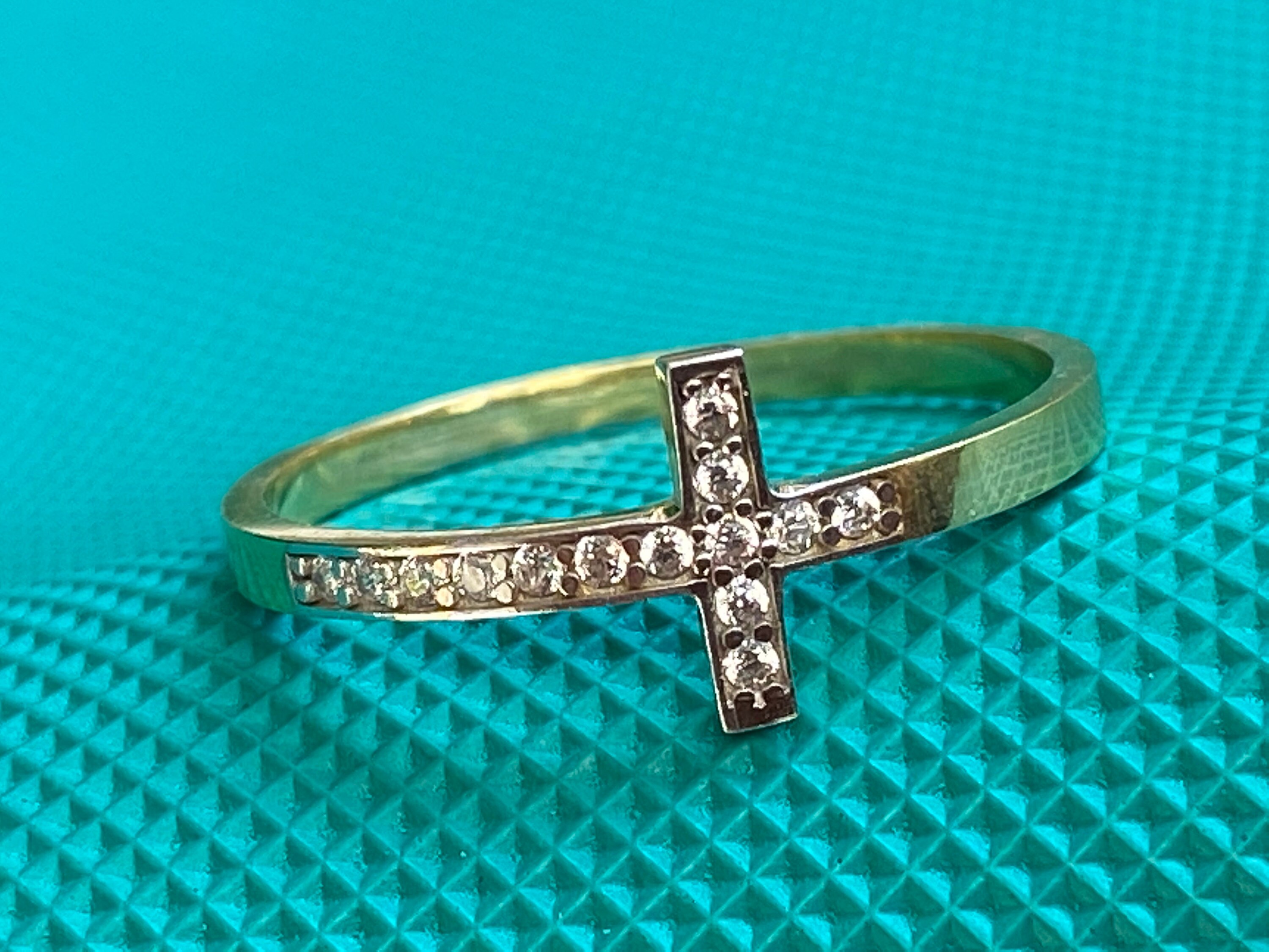 Pave Cross Ring in 14K Gold Solid Gold Cross Ring for Women Valentine's ...