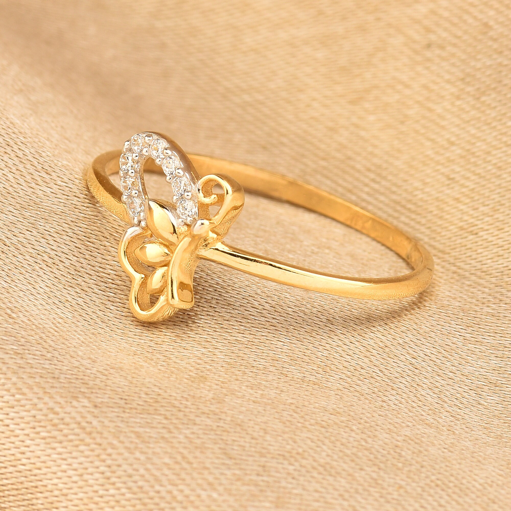14K Dainty Gold Butterfly Ring Gold Butterfly Ring Nature - Etsy