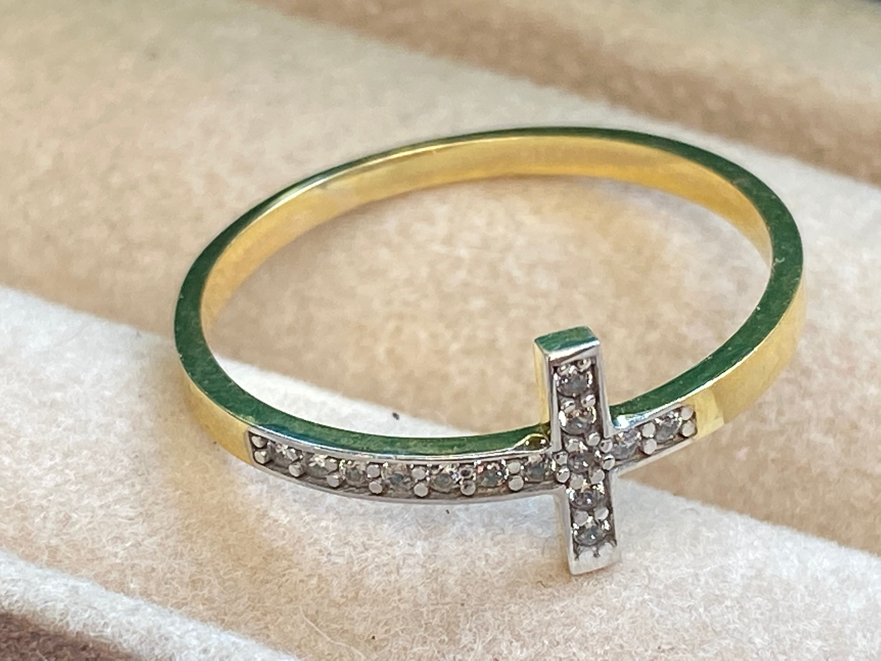 Pave Cross Ring in 14K Gold Solid Gold Cross Ring for Women Valentine's ...