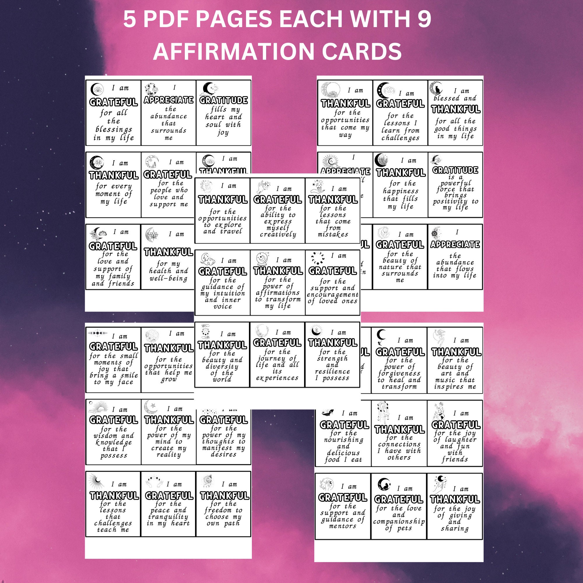 Positive Affirmation Cards for Gratitude, Daily Affirmations for Self ...