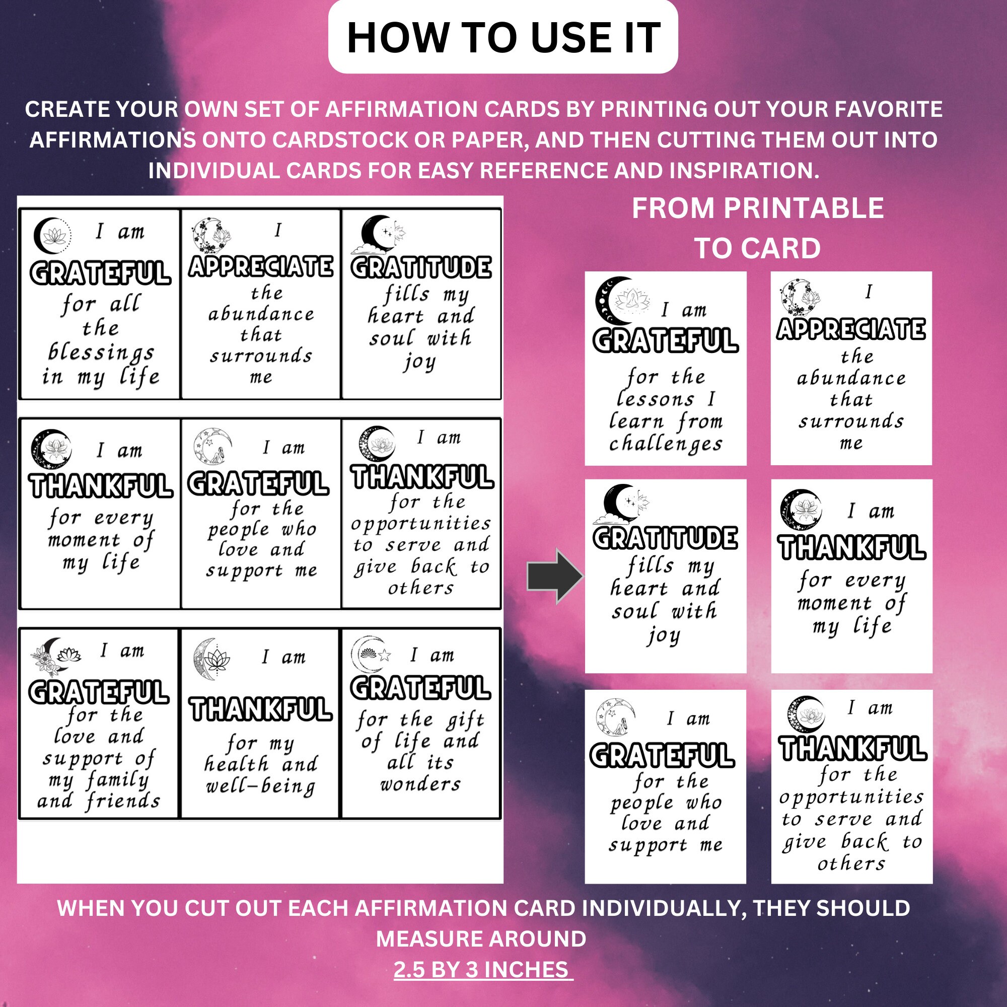 Positive Affirmation Cards for Gratitude, Daily Affirmations for Self ...