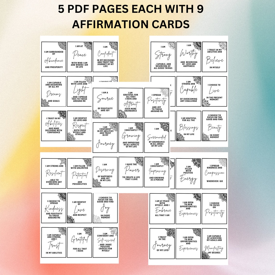 Positive Affirmation Cards for Law of Attraction: Printable Manifesting ...