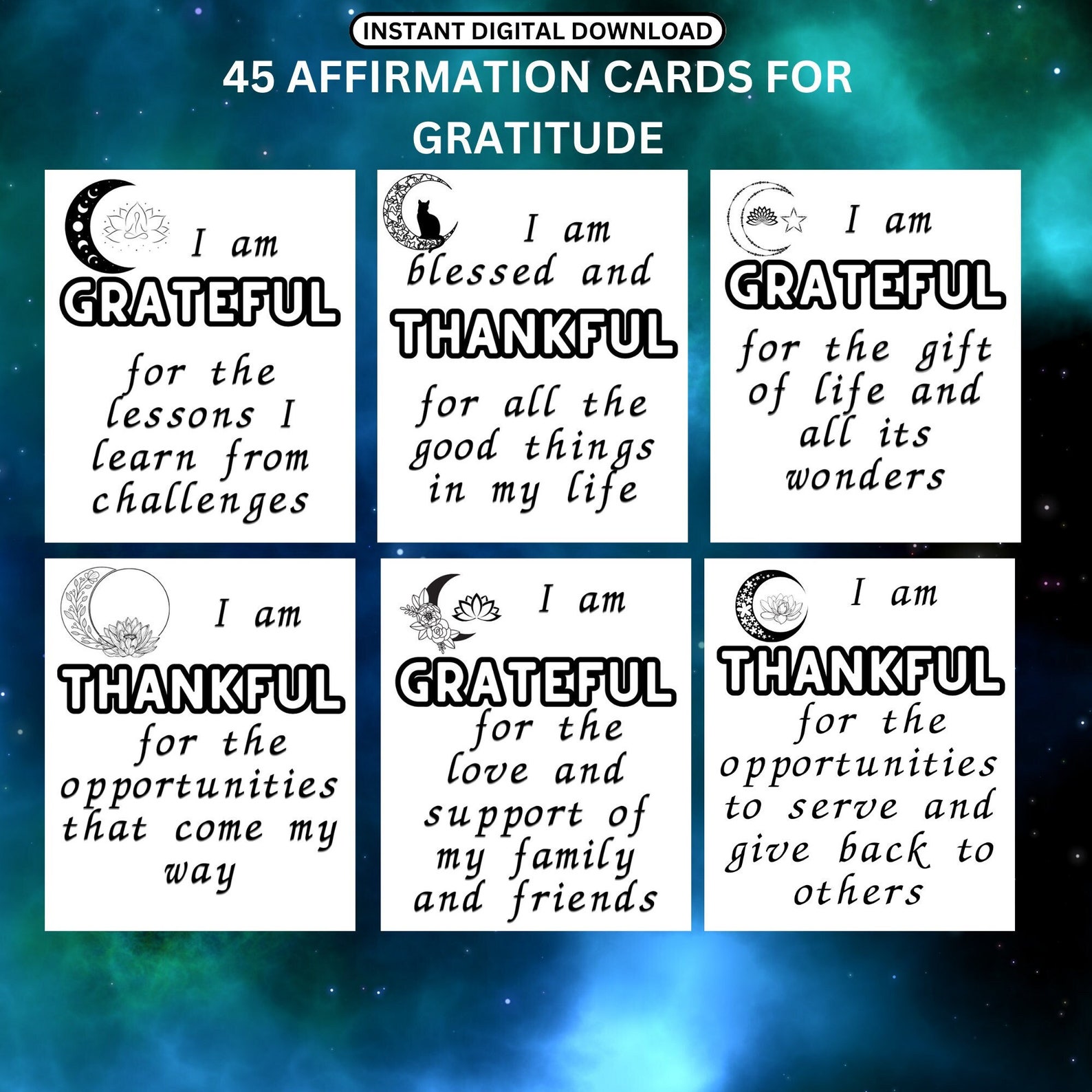 Positive Affirmation Cards for Gratitude: Printable - Etsy