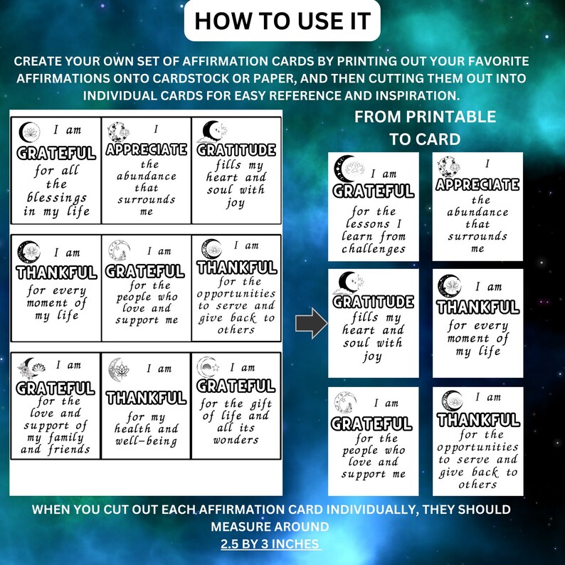 Positive Affirmation Cards for Gratitude: Printable - Etsy