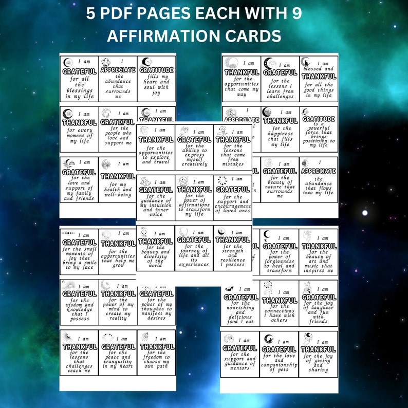 Positive Affirmation Cards for Gratitude: Printable - Etsy