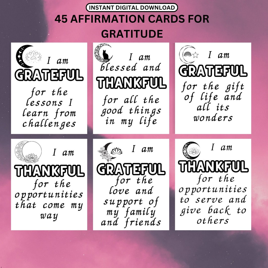 Positive Affirmation Cards for Gratitude, Daily Affirmations for Self ...