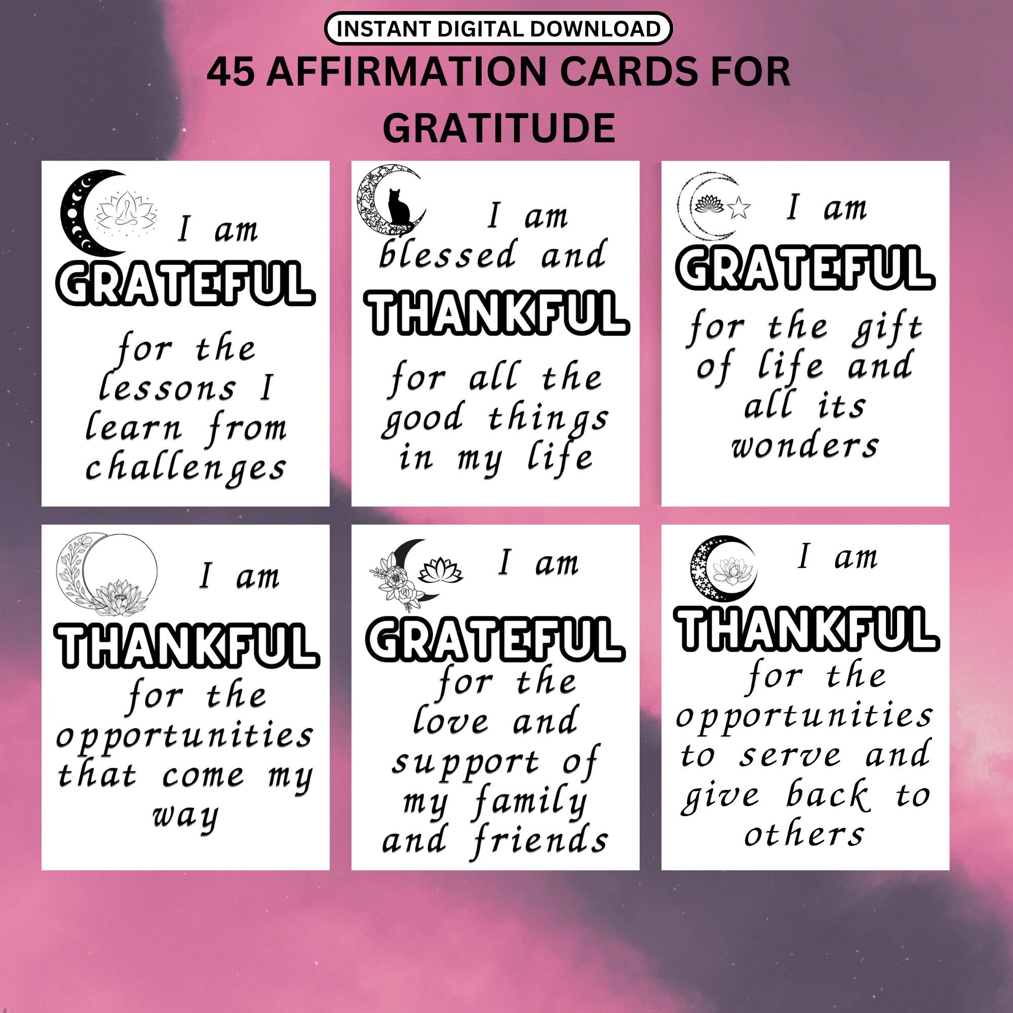 Positive Affirmation Cards for Gratitude, Daily Affirmations for Self ...