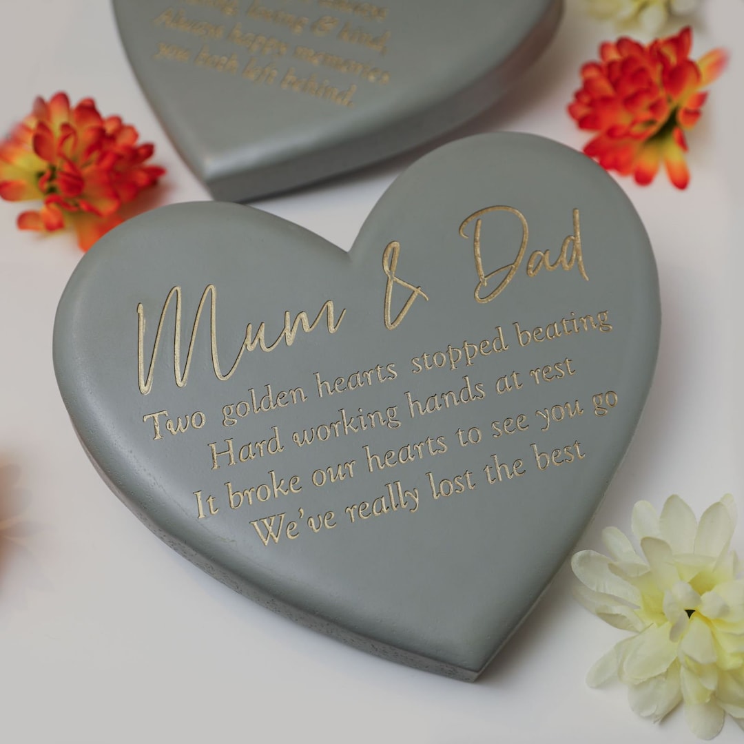 Memorial Stone for Mum&dad Mum and Dad Grave Stone Heart - Etsy UK