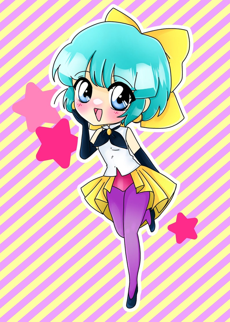 CUSTOM 90's Anime CUSTOM Magical Girl Chibi Art - Etsy