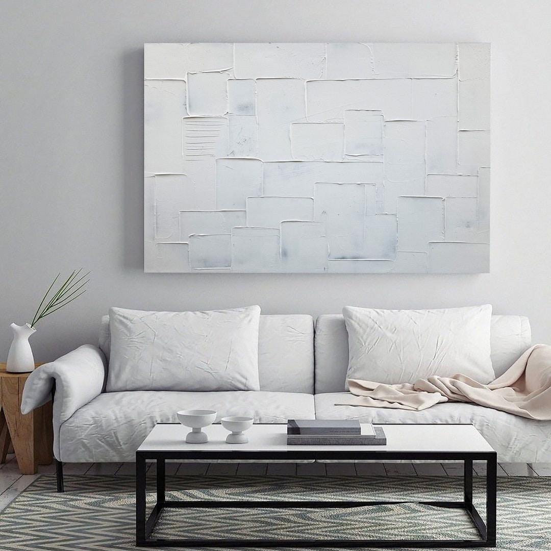 White Rectangular Lines 3D Large Abstract Wall Art Home - Etsy