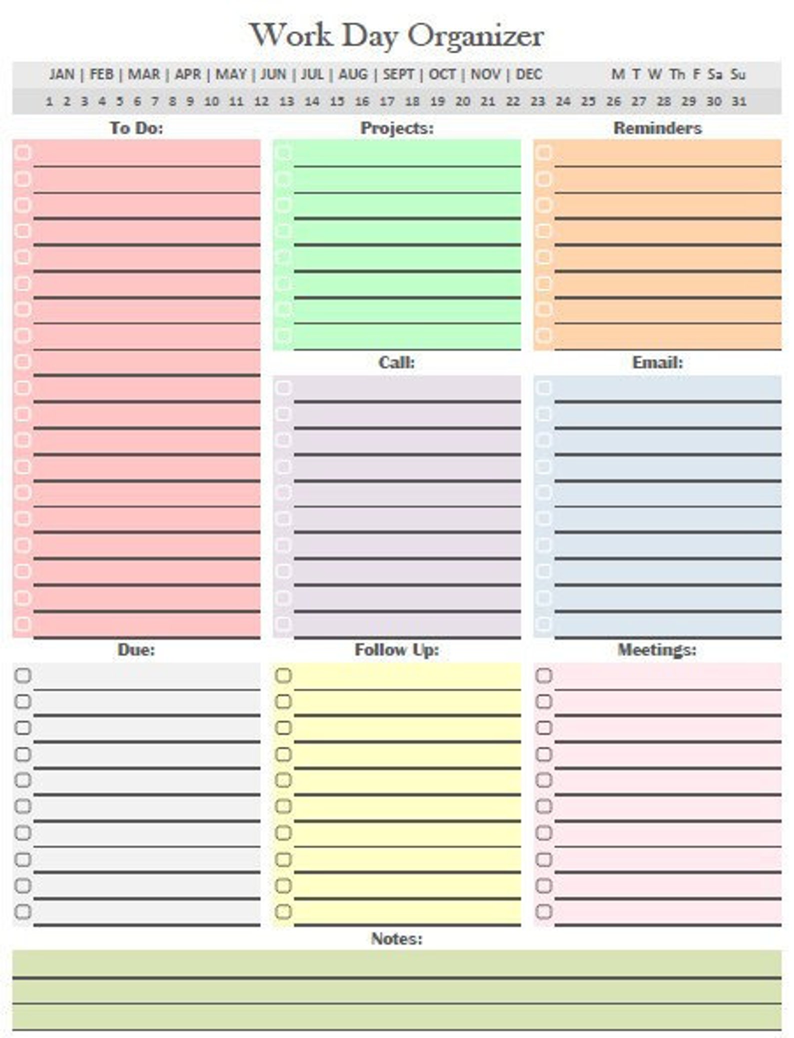 Editable Daily Planner | Printable Daily Planner | Work Day Planner ...