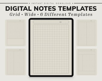 Minimalist Digital Note Templates for iPad & Tablet - Grid, Narrow ...