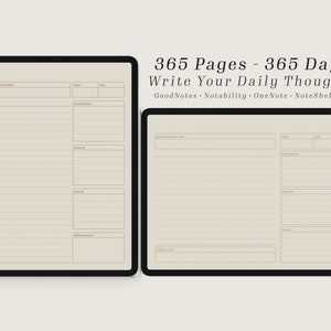 Minimalist Digital Daily Journal Undated 365 Days for iPad & Tablet ...