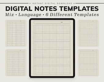 Minimalist Digital Note Templates for iPad & Tablet - Grid, Narrow ...