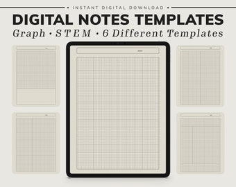 Minimalist Digital Note Templates for iPad & Tablet - Grid, Narrow ...