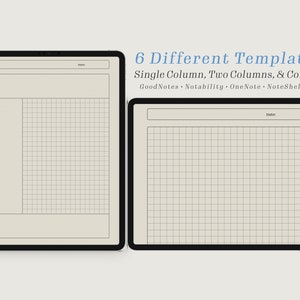Minimalist Digital Note Templates for iPad & Tablet - Grid, Narrow ...