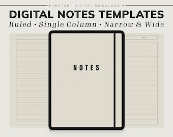 Minimalist Digital Note Templates for iPad & Tablet - Grid, Narrow ...