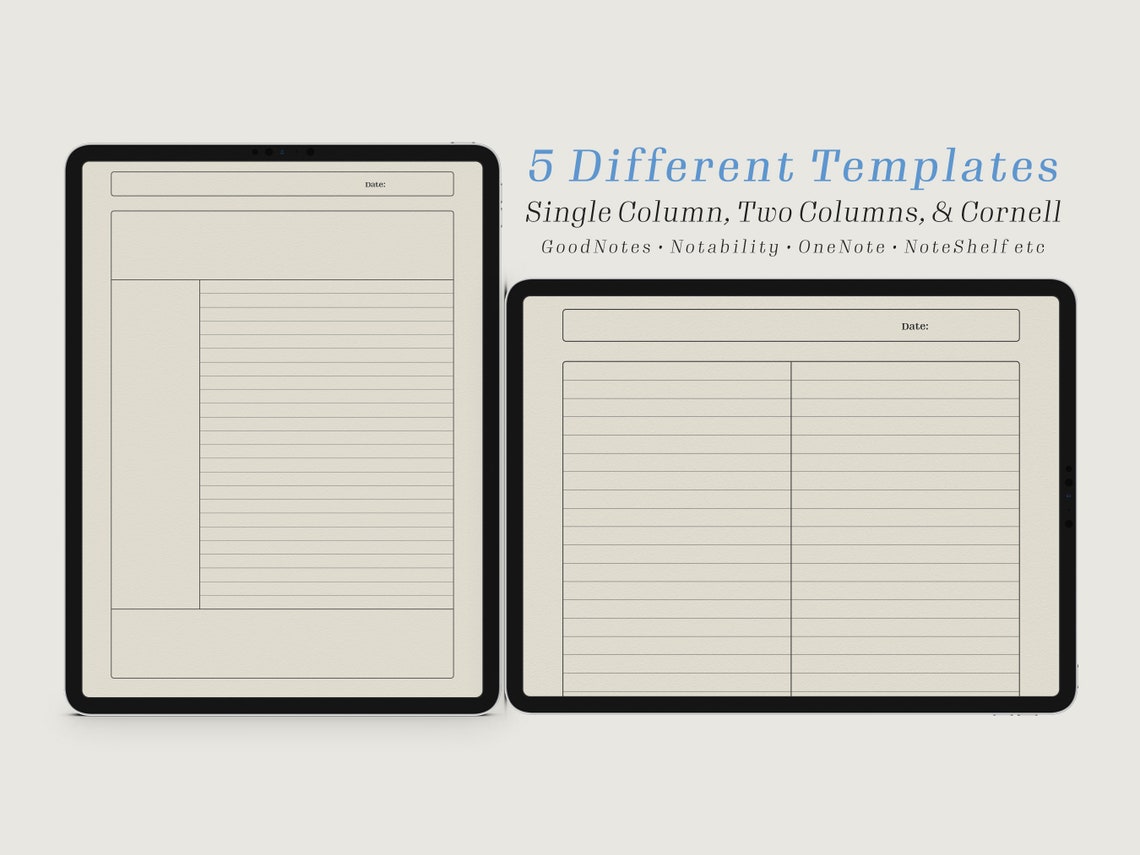 Minimalist Digital Note Templates for iPad & Tablet - Ruled, Narrow ...