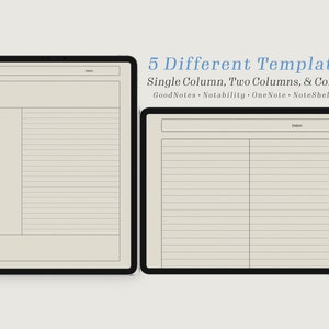 Minimalist Digital Note Templates for iPad & Tablet - Ruled, Narrow ...