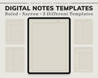 Minimalist Digital Note Templates for iPad & Tablet - Grid, Narrow ...